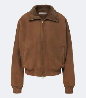 Acne Studios Shearling-lined Suede Bomber Jacket - Brown