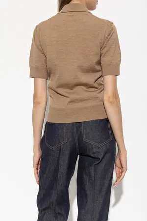 AMI Paris Wool Polo Shirt With Logo
