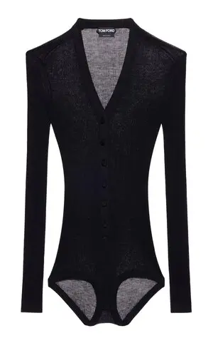 TOM FORD Fitted Silk-blend Bodysuit - Black