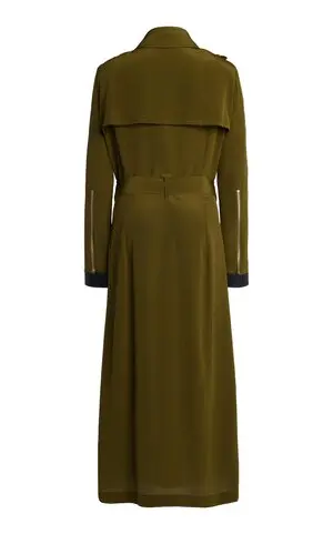 TOM FORD Silk Fluid Zip-front Trench Coat - Olive