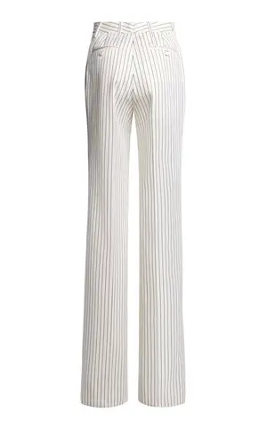 TOM FORD Striped Tailored Straight Boyfriend Wool Pants