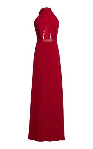 TOM FORD Round Silk Sablé Open-back Evening Maxi Dress - Red