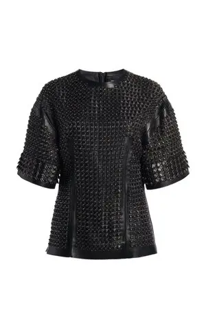 TOM FORD Embroidered Nappa Lambskin Mini Dress - Black