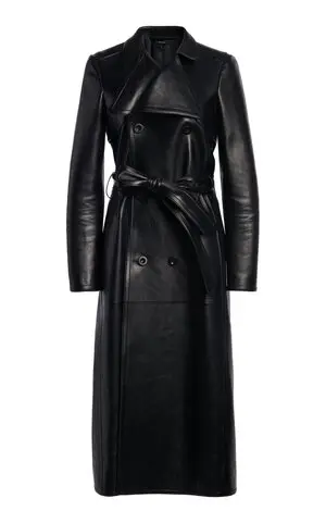 TOM FORD Phantom Nappa Lambskin Long Trenchcoat - Black