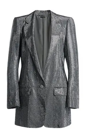 TOM FORD Crystal-embroidered Cotton-silk Blazer - Silver