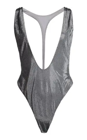 TOM FORD Crystal-embroidered Sheer Thong Bodysuit - Silver