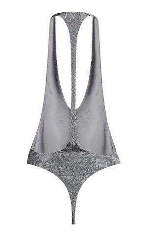 TOM FORD Crystal-embroidered Sheer Thong Bodysuit