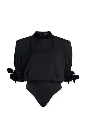 TOM FORD Satin Evening T-shirt Bodysuit - Black
