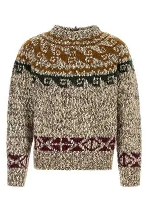 Moncler Embroidered Wool Blend Sweater - Multicolor