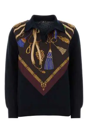Etro Midnight Wool Blend Polo Shirt