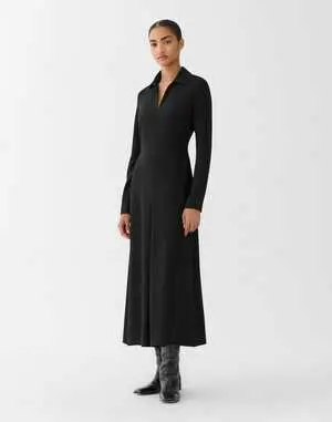 Lafayette 148 New York Crepe V-neck Midi Dress