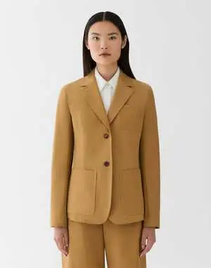 Lafayette 148 New York Petite Stretch Cotton Three Pocket Blazer - Wheat