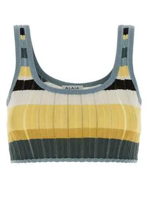 Alaïa Embroidered Stretch Viscose Blend Tank Top - Multicolor