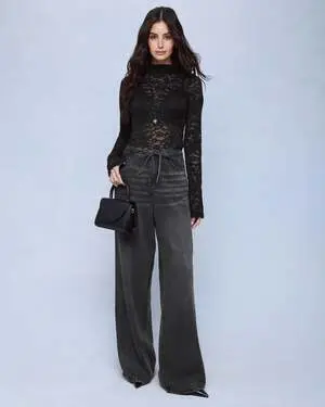 Splendid Skyler Stretch Lace Turtleneck - Wicker