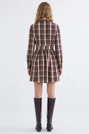EXQUISE Ruched Waist Mini Dress With Belt And Zipper