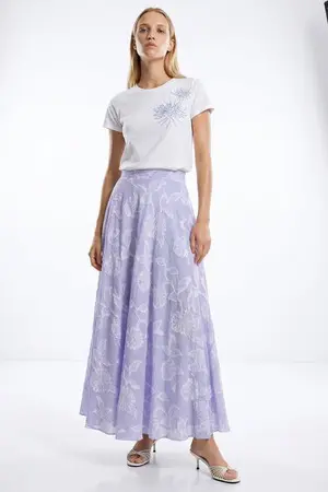 EXQUISE Cut Jacquard A Line Midi Skirt With Pockets