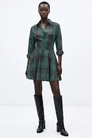 EXQUISE Long Sleeve Mini Dress With Waist Detail