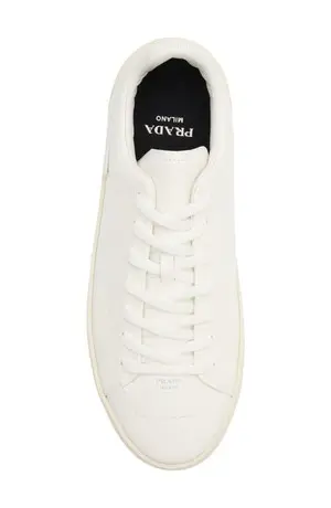 Prada Leather Court Sneaker - Bianco