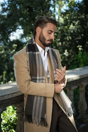 ELIZABETTA Viscontiwool Cashmere Scarf - Tan