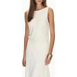 Mango Satin Draped Back Top - Ecru