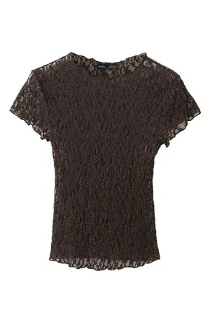 Mango Floral Lace T-shirt - Brown
