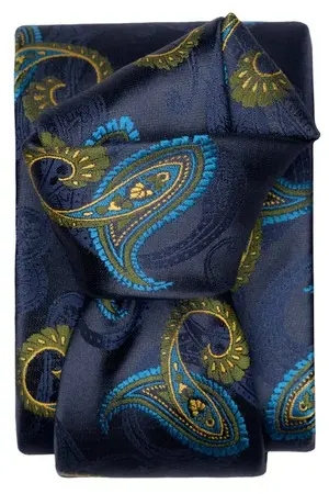ELIZABETTA Romanosilk Jacquard Tie For - Navy