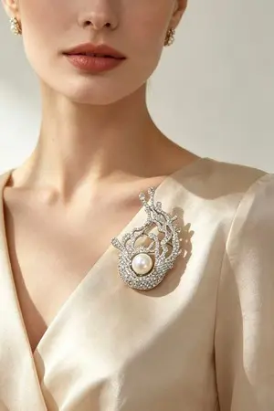 CLASSICHARMS Cora Freshwater Pearl Reef Brooch - Silver