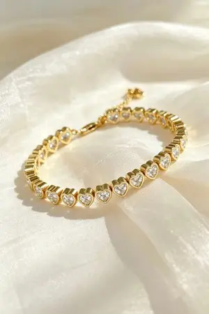 CLASSICHARMS Cubic Zirconia Heart Tennis Bracelet