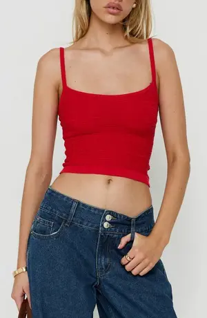 Princess Polly Wilah Textu Crop Tank - Red
