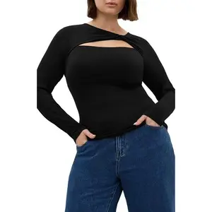 City Chic Percy Street Cutout Top - Black