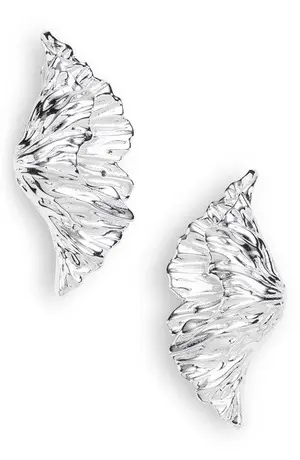 NAVEDA Selina Petal Statement Earrings - Silver