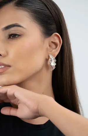 NAVEDA Selina Petal Statement Earrings - Silver