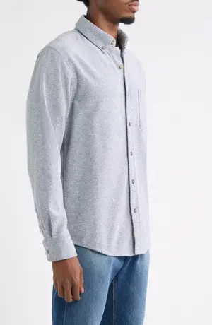 SCHOTT Brushed Twill Button-down Shirt - Blue