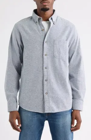 SCHOTT Brushed Twill Button-down Shirt - Blue