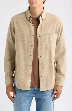 SCHOTT Brushed Twill Button-down Shirt - Tan