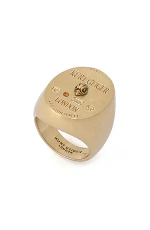 Kurt Geiger Eagle Logo Signet Ring - Brass