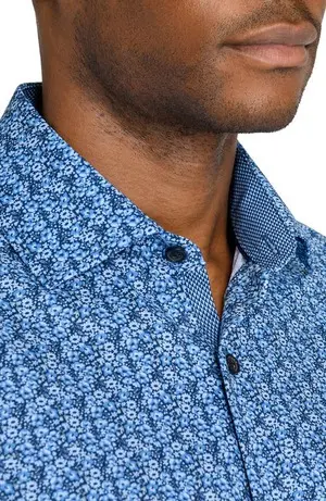 W.R.K Regular Fit Bluehour Meadow Performance Dress Shirt - Navy/blue