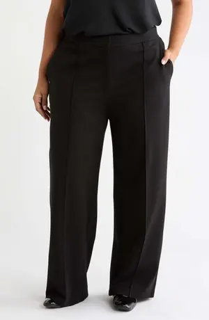 Eileen Fisher Pintuck Wide Leg Pants - Black