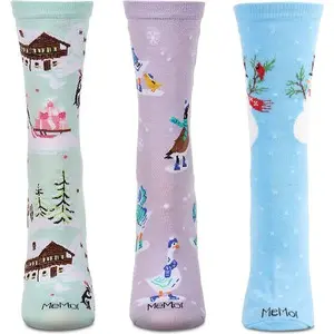 MEMOI 3-pack Holiday Fashion Crew Socks Assorted
