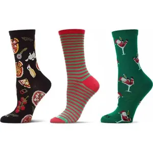 MEMOI 3-pack Holiday Fashion Crew Socks Multi