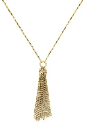 Kate Spade New York Spade Flower Lace Tassel Pendant Necklace - Gold