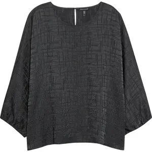 Eileen Fisher Textured Silk Dolman Sleeve Top - Graphite
