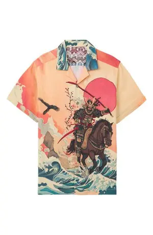 Robert Graham Bushido Embroidered Short Sleeve Camp Shirt