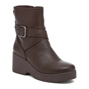ROCKET DOG Jimmy Faux Leather Buckle Strap Wedge Boots - Dark Brown