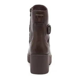 ROCKET DOG Jimmy Faux Leather Buckle Strap Wedge Boots - Dark Brown