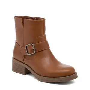 ROCKET DOG Freddie Faux Leather Belted Moto Boots - Cognac