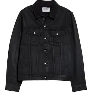 MIDNIGHT RODEO Waxed Cotton Denim Trucker Jacket - Black