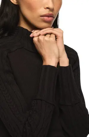 Lucky Brand Sweater Mix Turtleneck Top - Meteorite