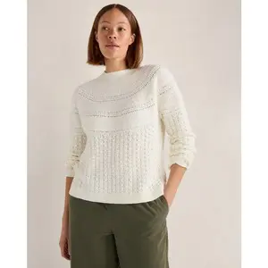 HAVEN WELL WITHIN Heirloom Mixed Stitch Crewneck Sweater - Ivory