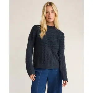 HAVEN WELL WITHIN Heirloom Mixed Stitch Crewneck Sweater - Nightfall